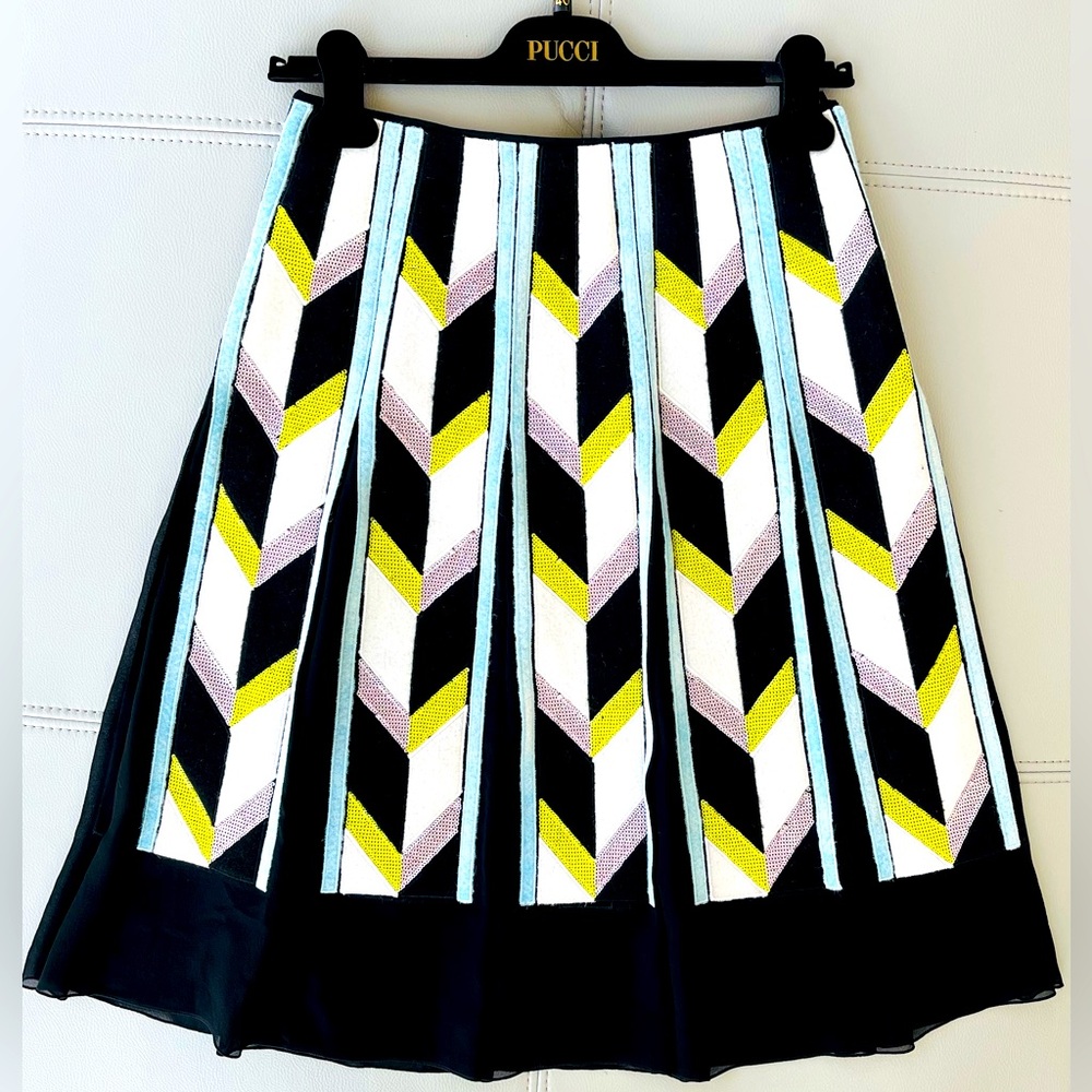 Emilio Pucci Designer Flared A-Line Skirt With Sequin… - Gem